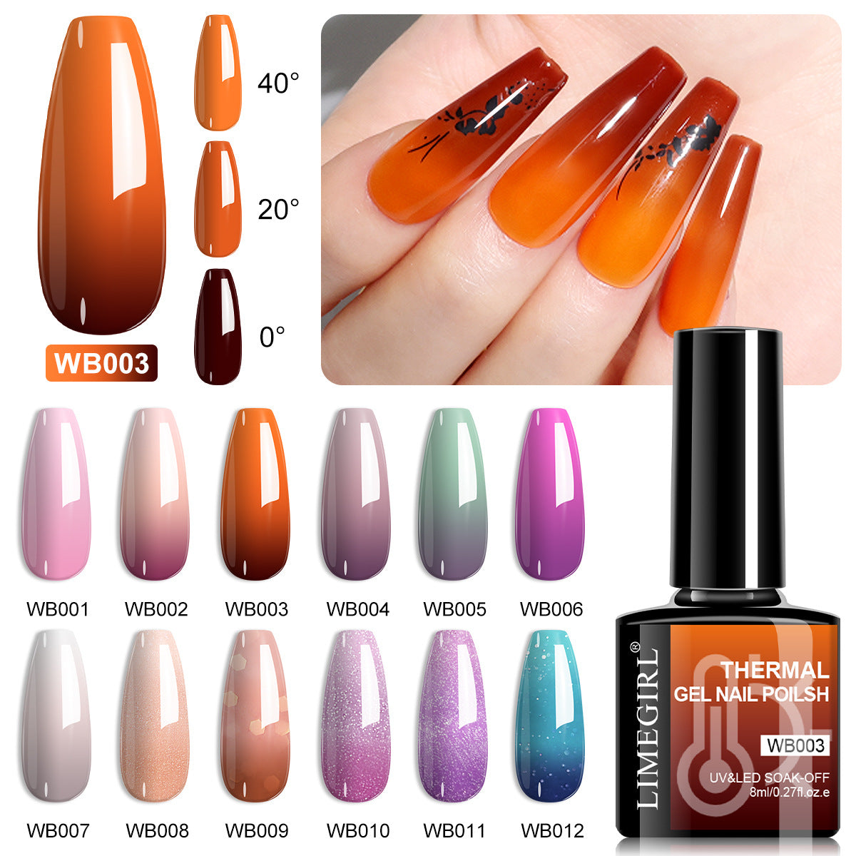 12 Colors Dopamine Neon Candy Gel Polish Set - Glitter Temperature-Cha ...